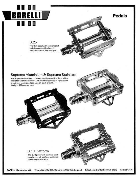 Barelli B-10 Platform Pedals: Rolls Royce Quality! Sm Avocet Toe Clips ...