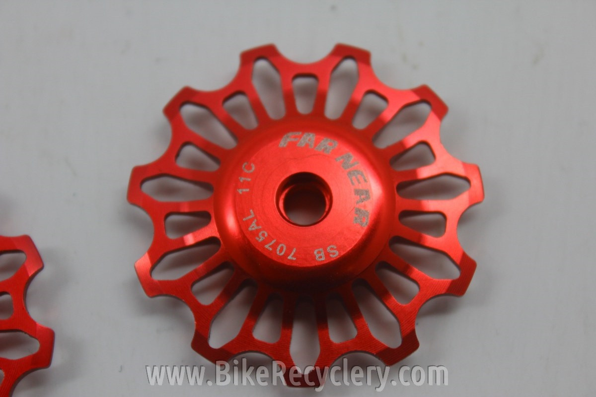 Far Near Jockey Wheels / Pulleys: Red Anodized, 11T, Shimano 9/10 Speed ...