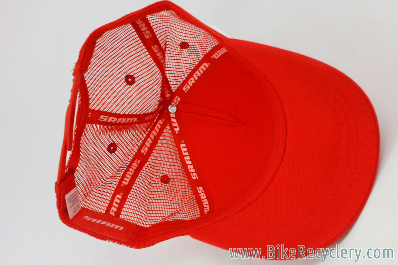SRAM Red Trucker Snapback Hat: Red W/ White Stripes & Embroidered Patch ...