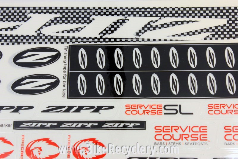 ZIPP Speed Weaponry Sticker Sheets: Chainstay - Bar Tape - Wheel Decals ...