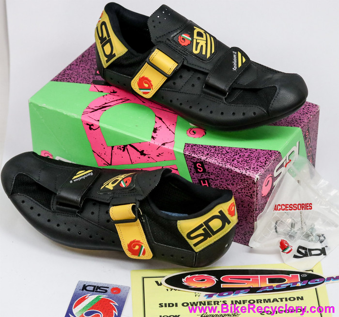 NIB/NOS SIDI Revolution 2 Shoes: Size 45 - Black Leather + Yellow ...