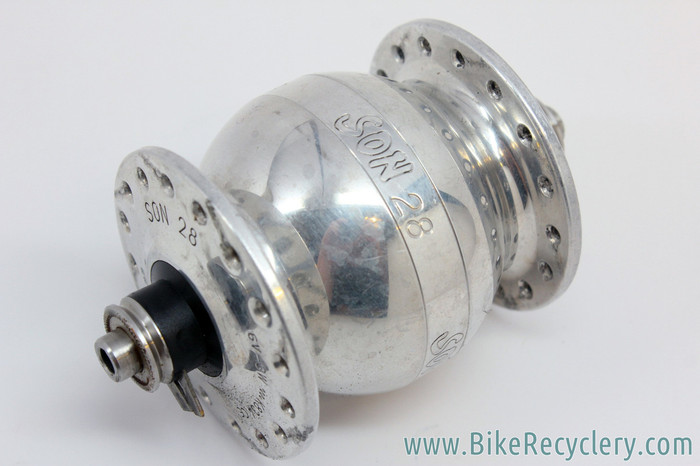 Schmidt SON 28 Dynamo Hub: 3H - Silver - Bike Recyclery