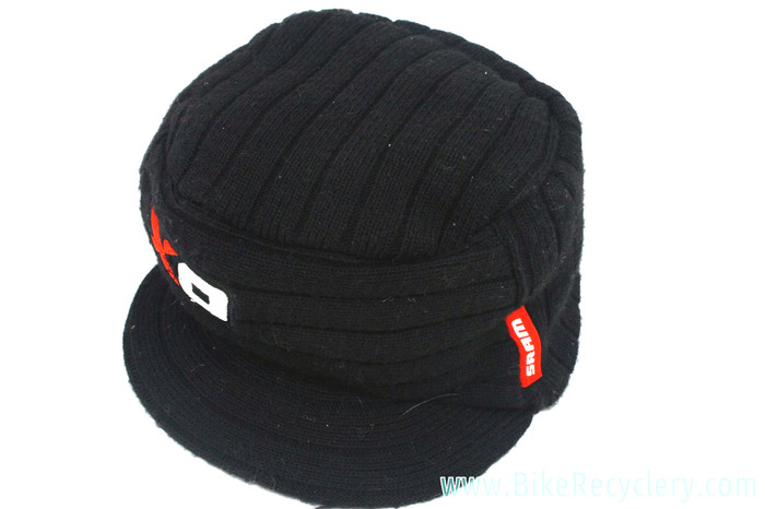 SRAM X0 2x10 Winter Cycling Cap / Beanie: Wool Blend - Black w ...