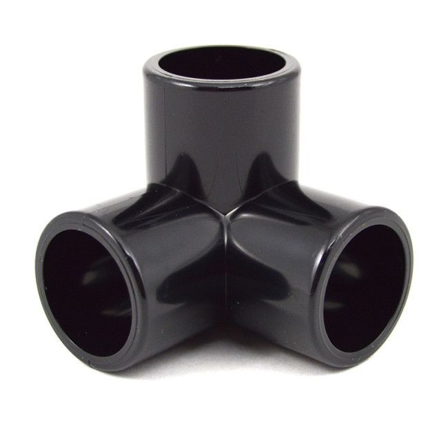 1/2" 3-Way PVC Furniture Fitting - Black - PVCFittingsDirect.com