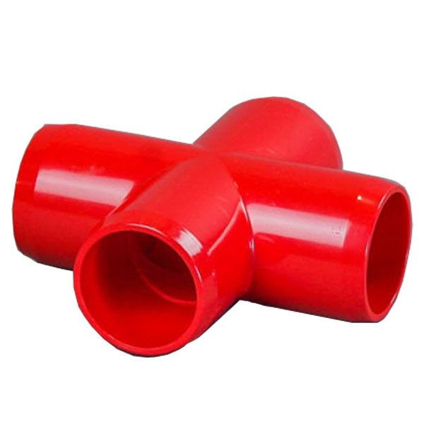 Red 1" Furniture Fitting Cross (FF-X-010-RED) - PVCFittingsDirect.com