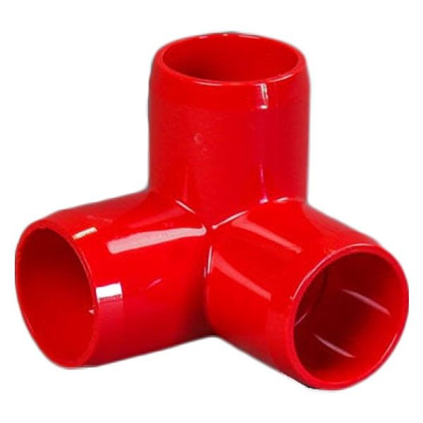 Red 3/4" Furniture Fitting 3-way (FF-3W-007-RED) - PVCFittingsDirect.com