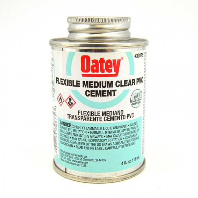 Oatey Medium Body Clear Flexible PVC Cement - 1/4 Pint ...