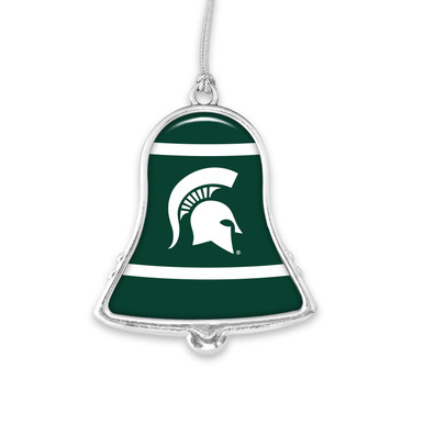 Michigan State Spartans Christmas Ornament- Bell with Team Logo Stripes