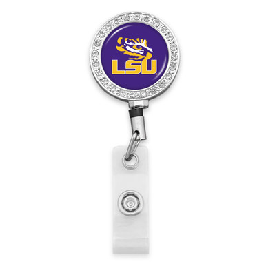 LSU Tigers Belt Clip Badge Reel- Crystal