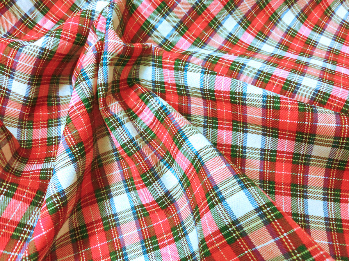Plaid Checks Tartan Woven Cotton Fabric Material