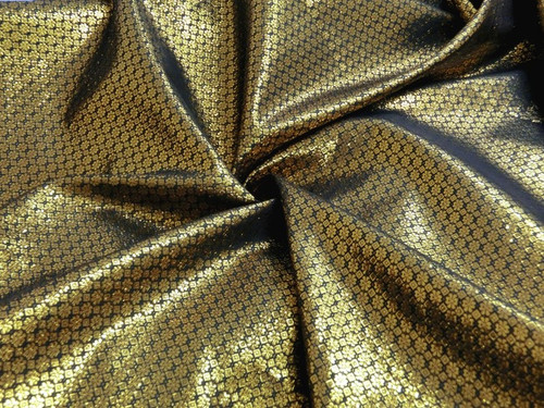 Floral Bling Bling Metallic Brocade Fabric - Gold & Black - Bangkok ...