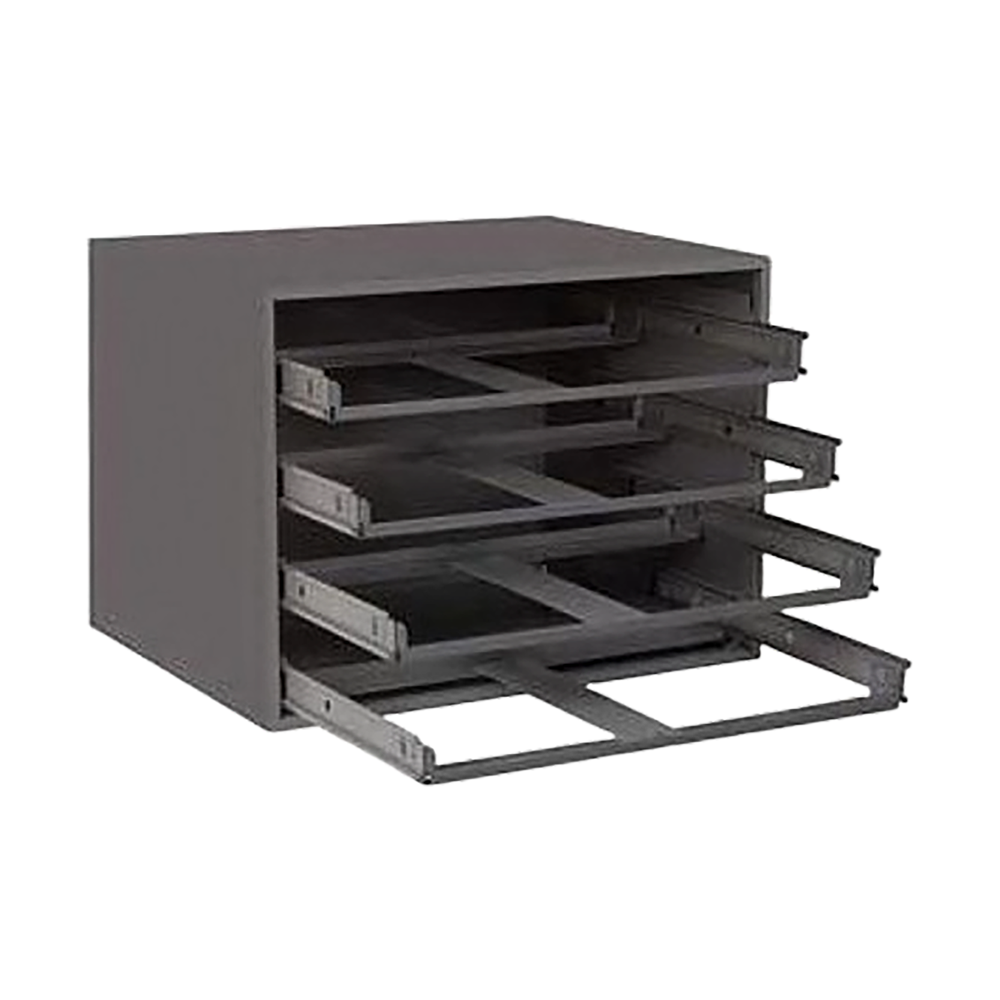 Large metal compartment box, easy glide slide rack, four drawers, 20 in ...