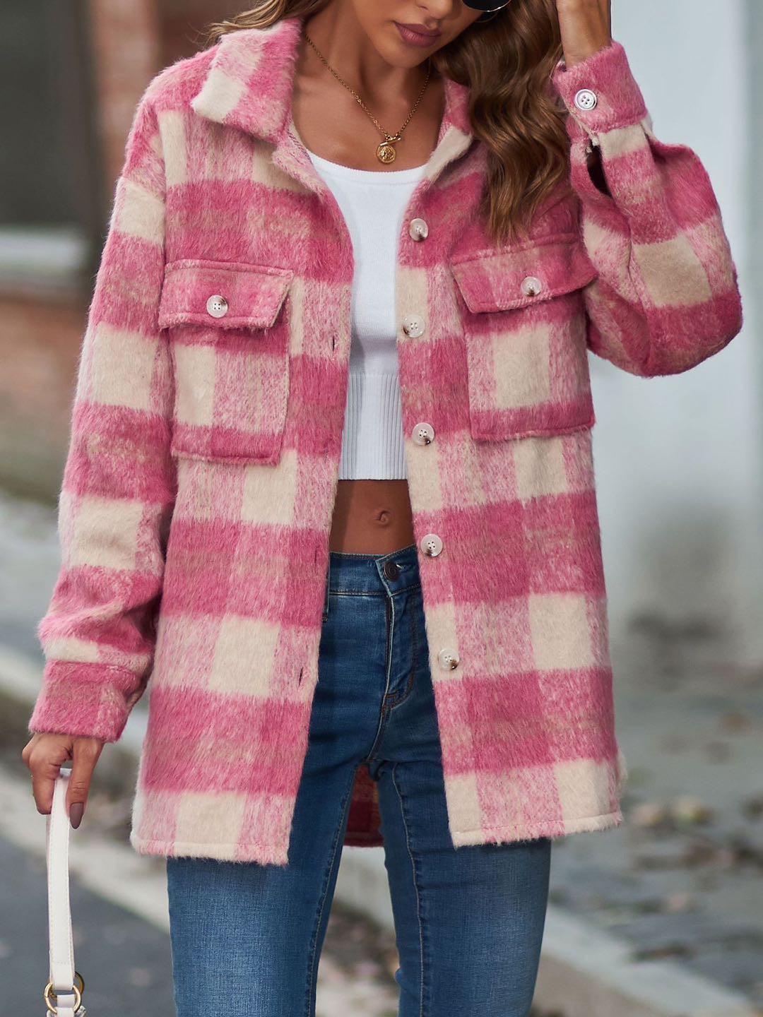 Pink Plaid Shacket