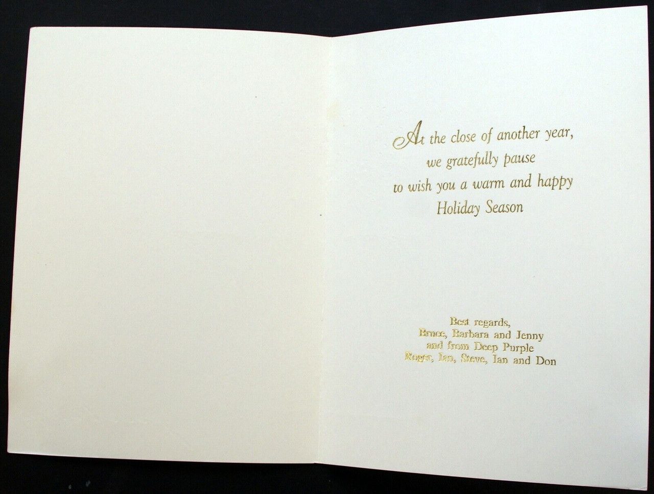 Deep Purple Xmas Card Don Airey Steve Morse Bruce Payne Thames Tal ...