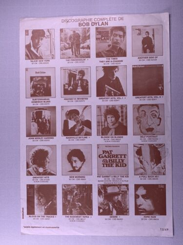 Bob Dylan Flyer Original Pavillon De Paris 1978 - RockMemorabilia.com