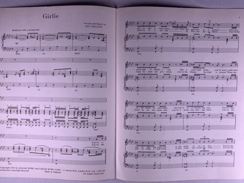 The Peddlers Sheet Music Original Girlie 1970 - RockMemorabilia.com