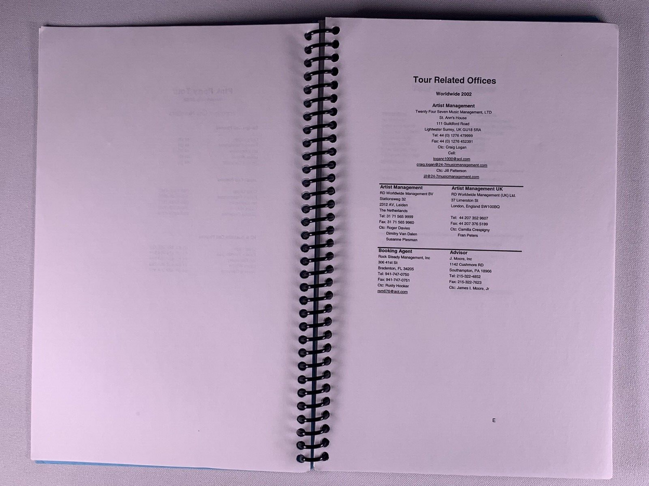 Pink Itinerary Original Worldwide Tour Europe Japan Australia NZ ...