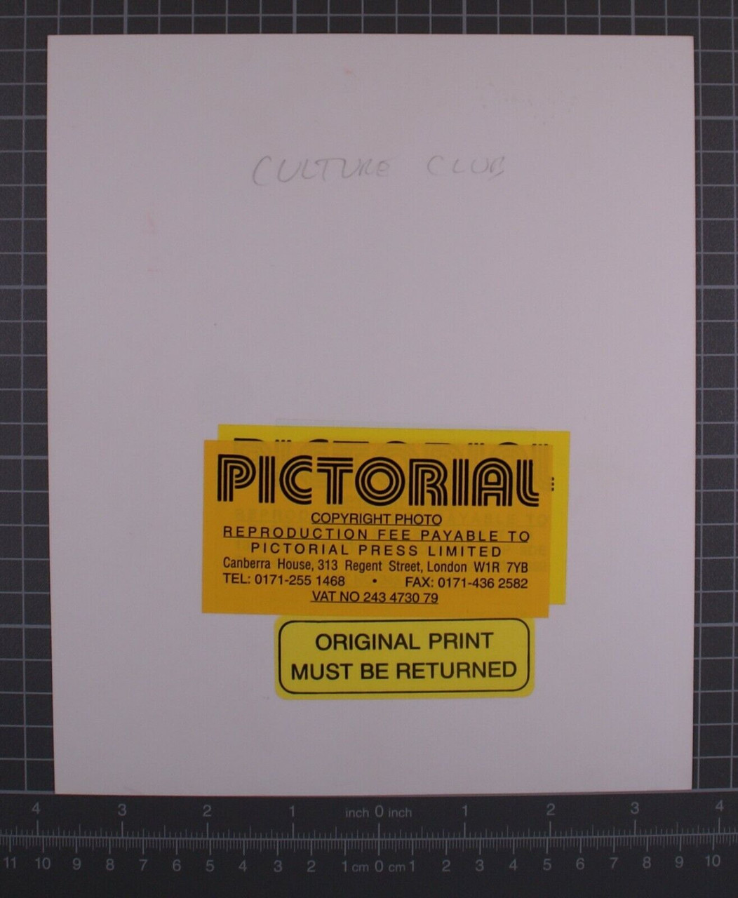 Culture Club Photograph Original Black And White Promo Stamped Circa ...