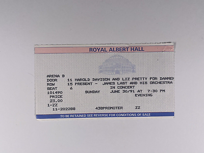 Harold Davidson Liz Pretty Ticket Royal Albert Hall June 30th 1981