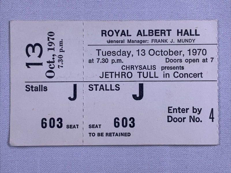 Jethro Tull Programme + Complete Ticket Original Benefit Tour Albert ...