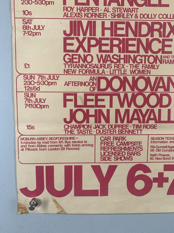 Original Jimi Hendrix T-Rex Poster 1968