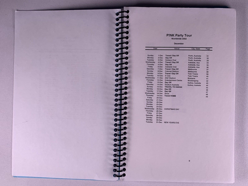 Pink Itinerary Original Worldwide Tour Europe Japan Australia NZ ...