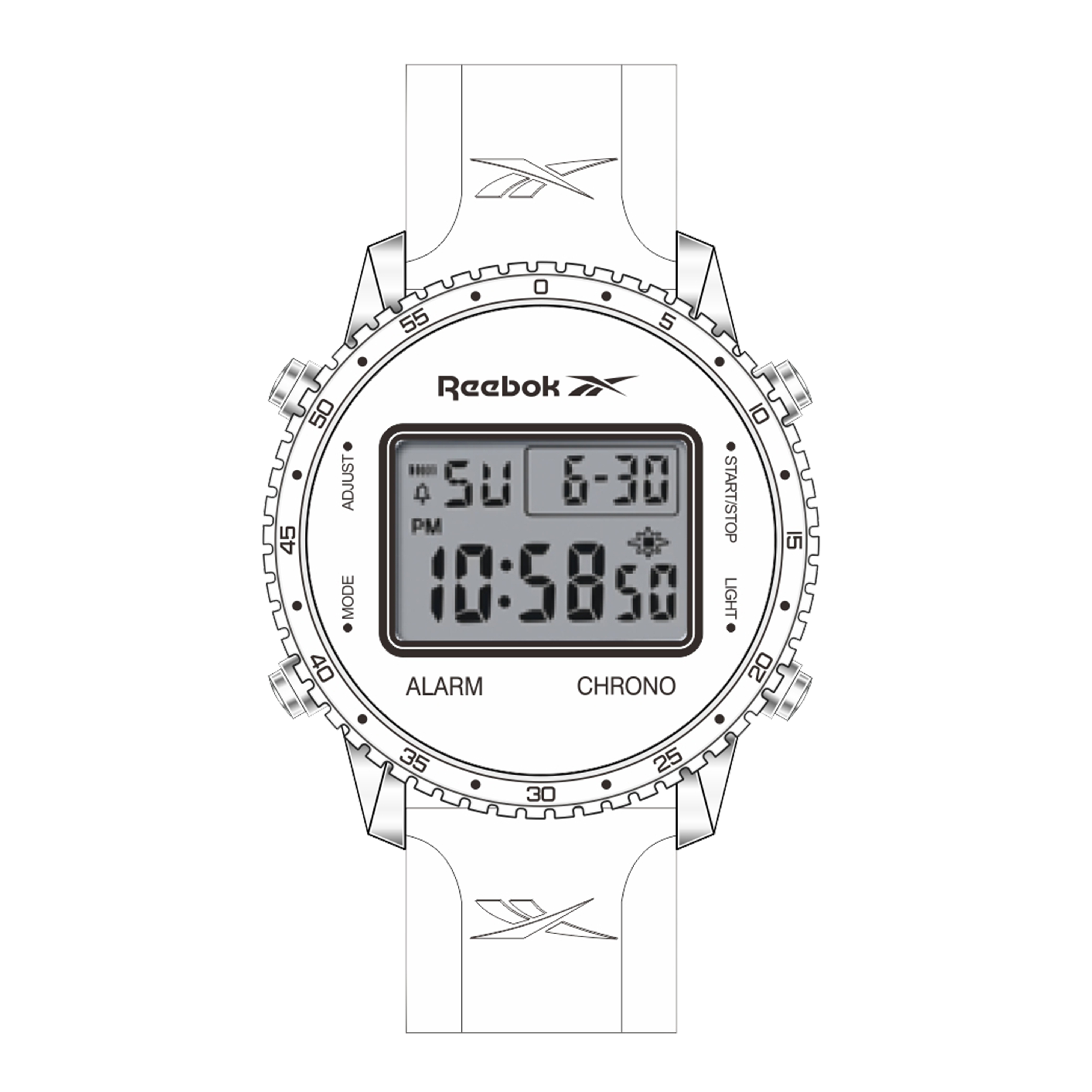 Reebok Men's Digital Watch - White Silicone Band - Game Time Watches