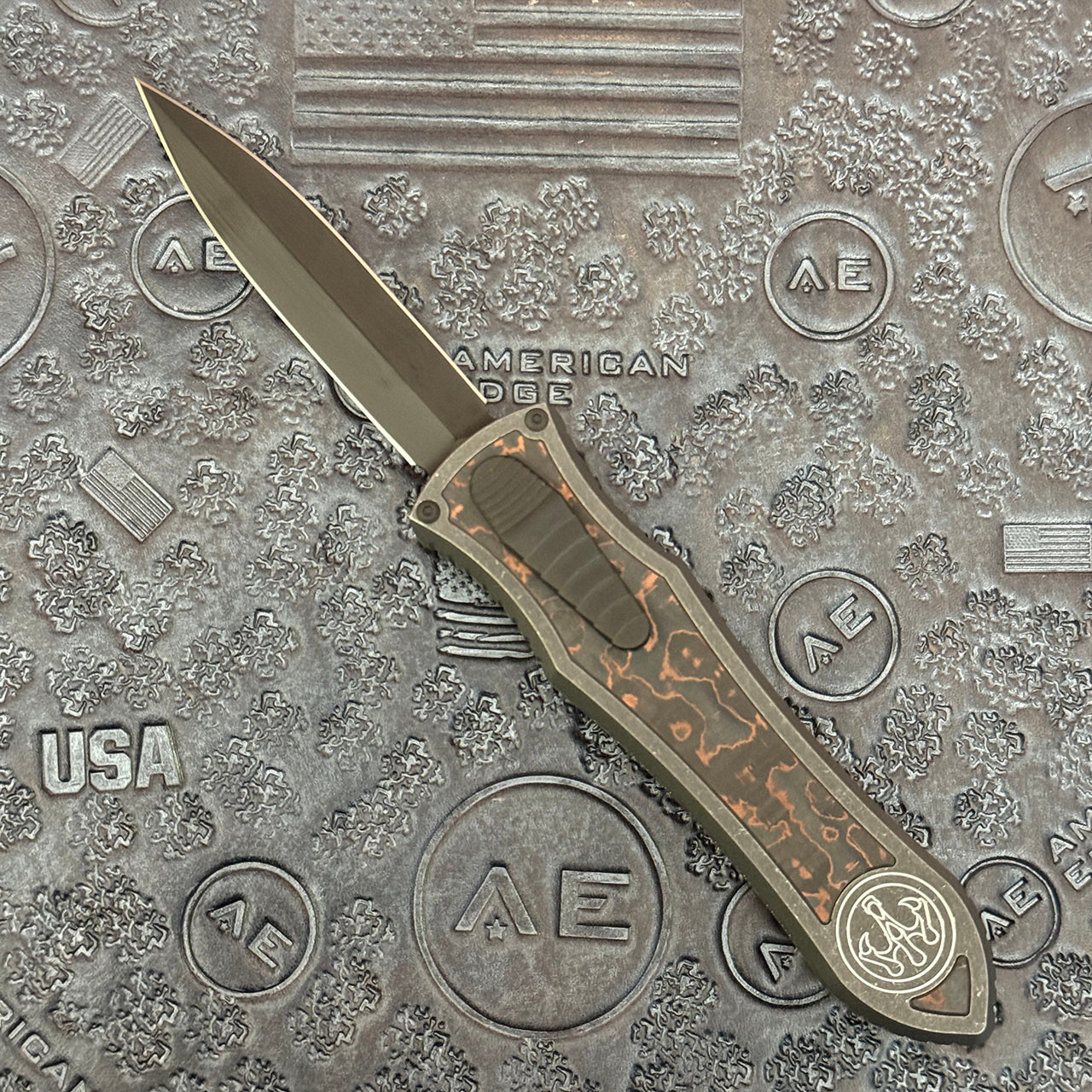 G&G Hawk Deadlock Model C OTF D/E Titanium Handle w/ Copper Camo Carbon ...