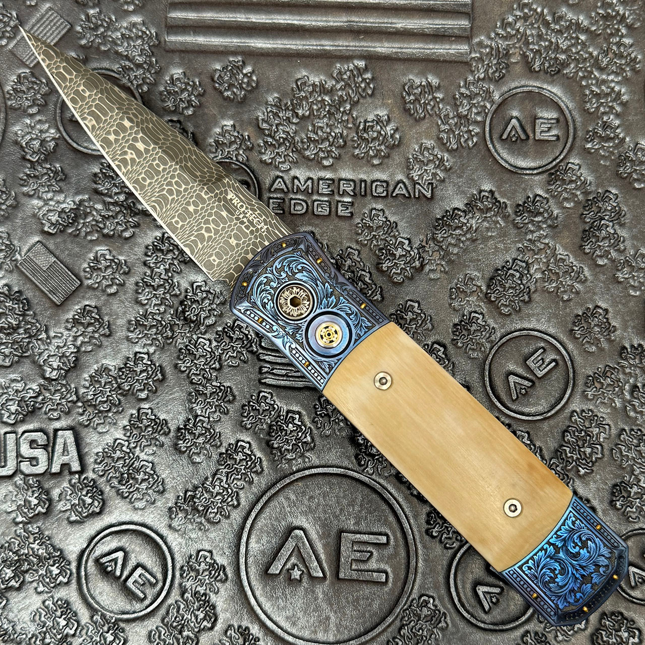 Pro-Tech Terzuola ATCF Ultimate Custom Steel Handles Hand Engraved and ...