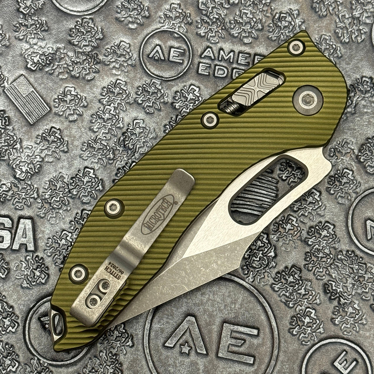 Microtech Borka Stitch RAM-LOK S/E Fluted OD Green Aluminum Apocalyptic ...