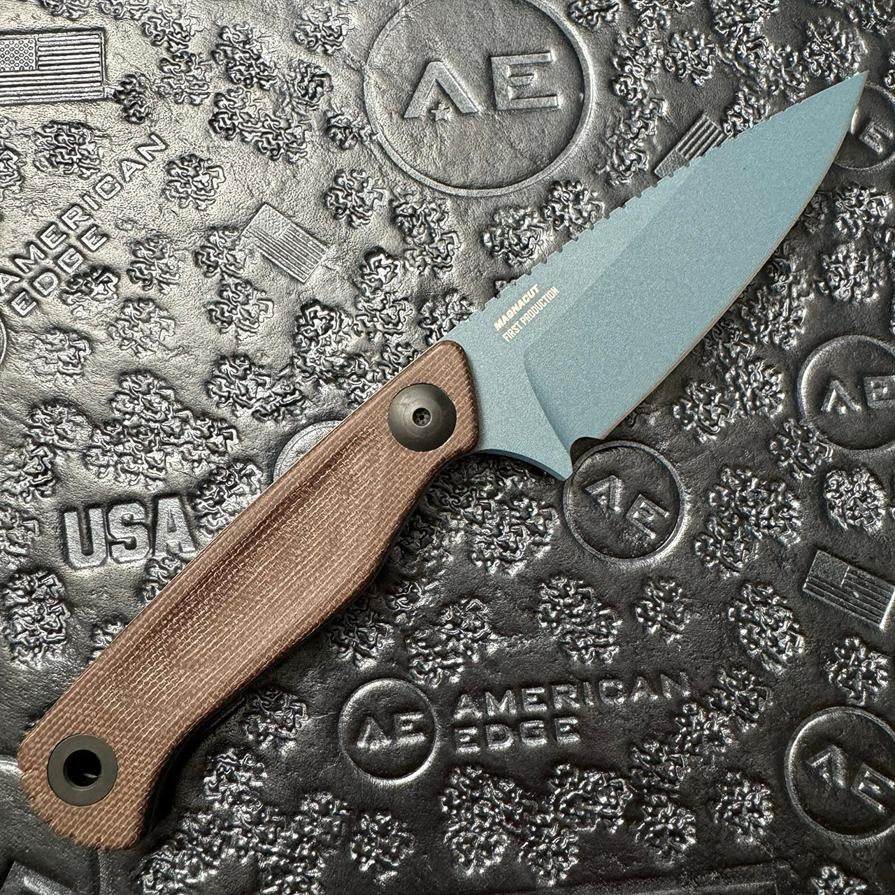 Benchmade Dacian Pocket Fixed Blade Brown Canvas Micarta Handles Blue ...