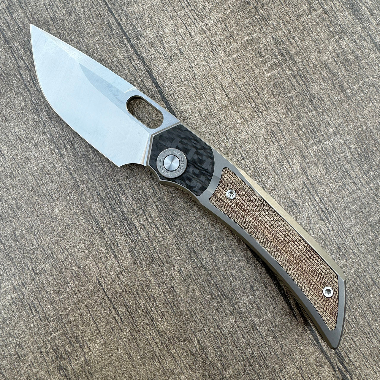 Twosun TS142 Integral Frame Lock Titanium Handles w/ Micarta and Carbon ...