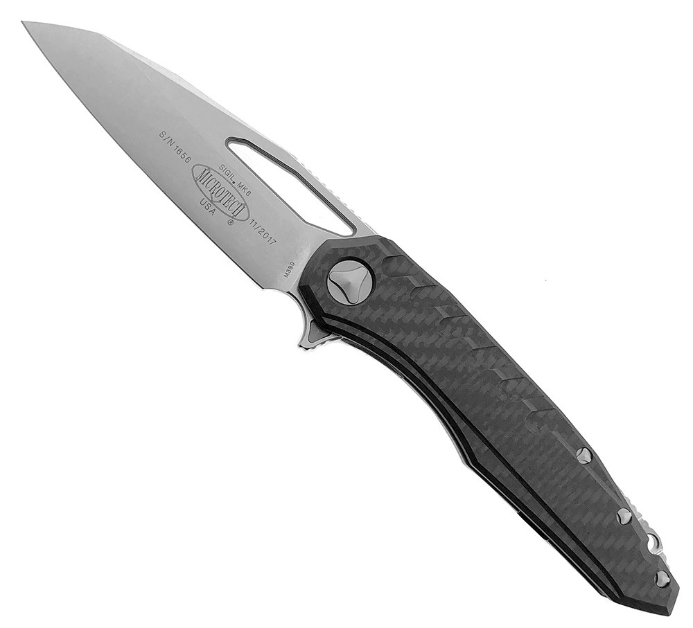 Microtech Sigil MK6 Frame Lock Carbon Fiber w/ Titanium Stonewash ...