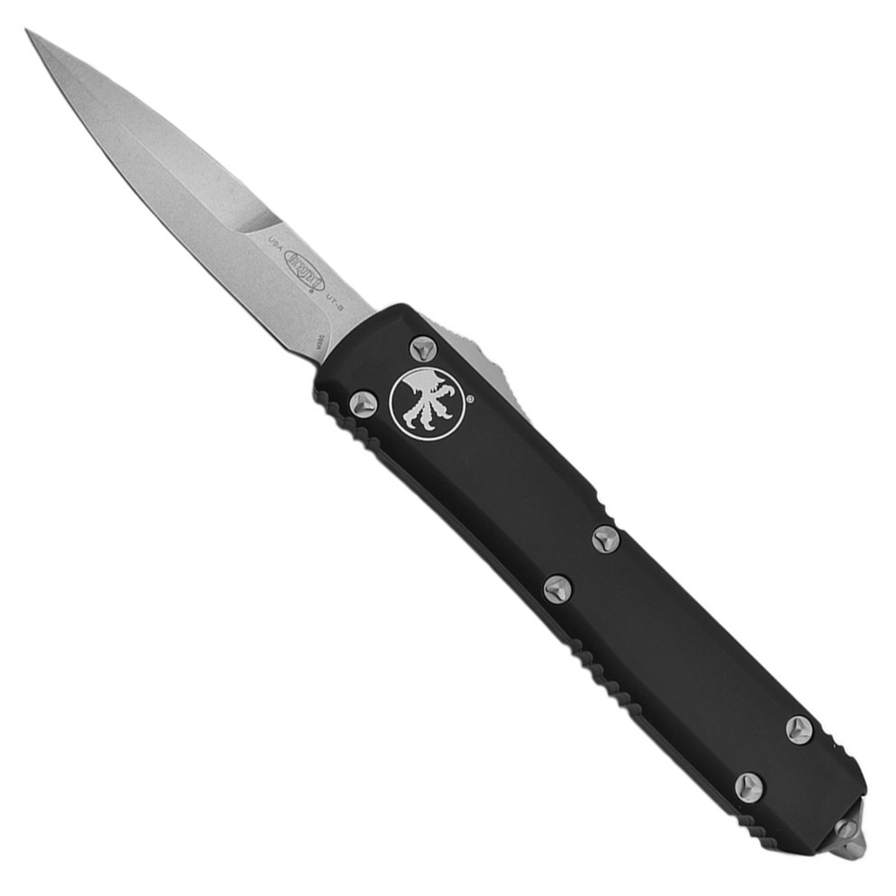 Microtech Glykon Bayonet Black Handle w/ Bead Blast Overlay Stonewash Standard Blade Signature ...
