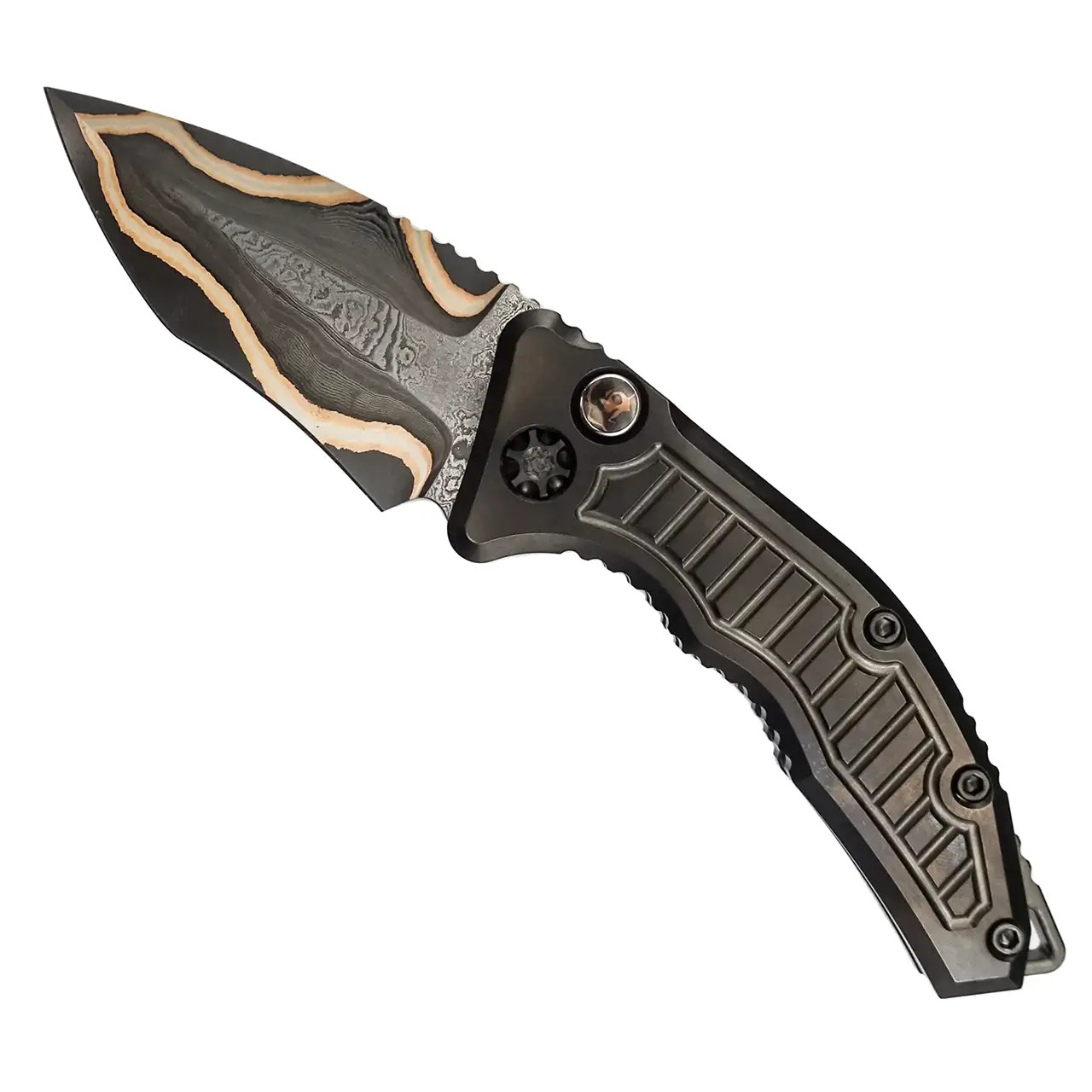 Heretic Knives Custom Colossus Recurve Black Handle w/ Black Dunes Fat ...