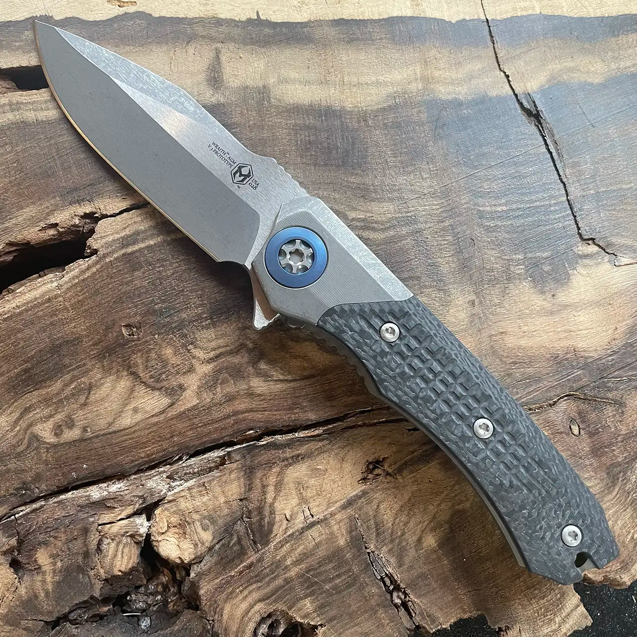 Heretic Knives Wraith V3 Manual S/E Battleworn Titanium Handle w/ Frag ...