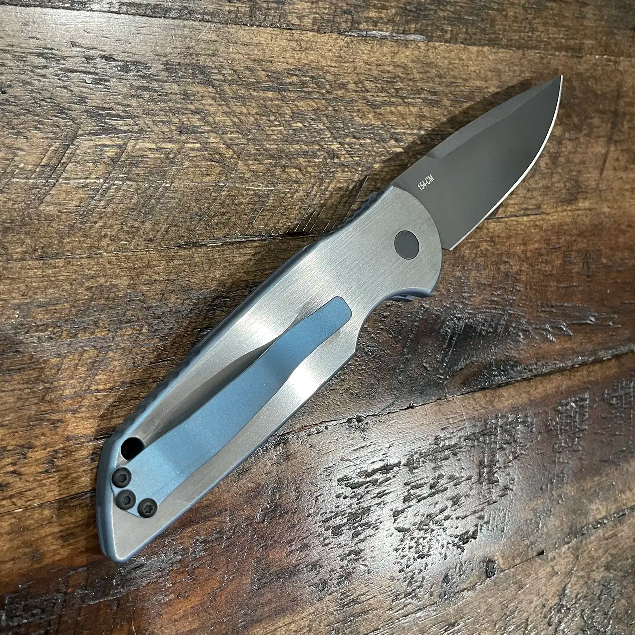 Pro-Tech TR-3.006 Custom Titanium 2022 Satin Handle w/ Matte Blue ...