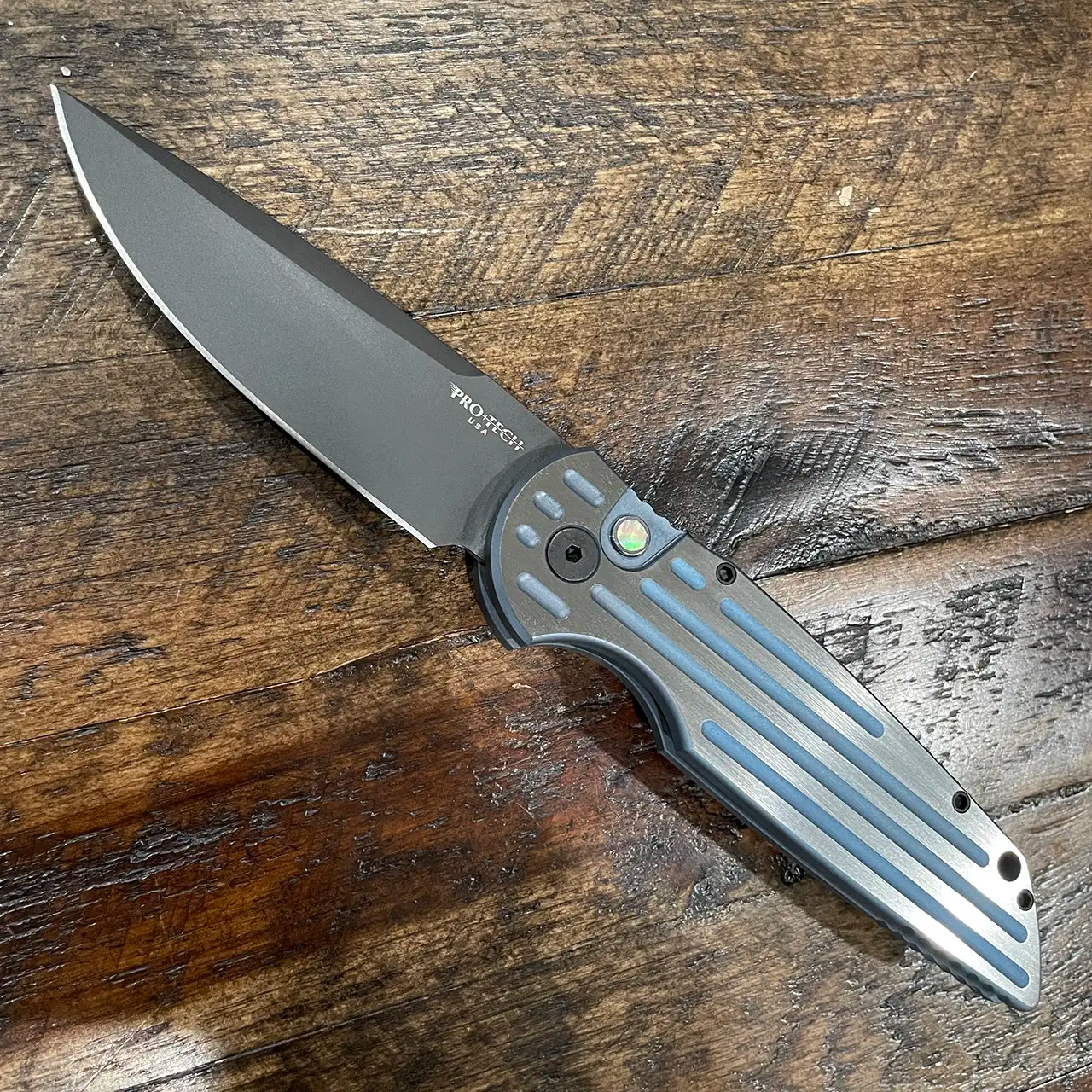 Pro-Tech TR-3.006 Custom Titanium 2022 Satin Handle w/ Matte Blue ...