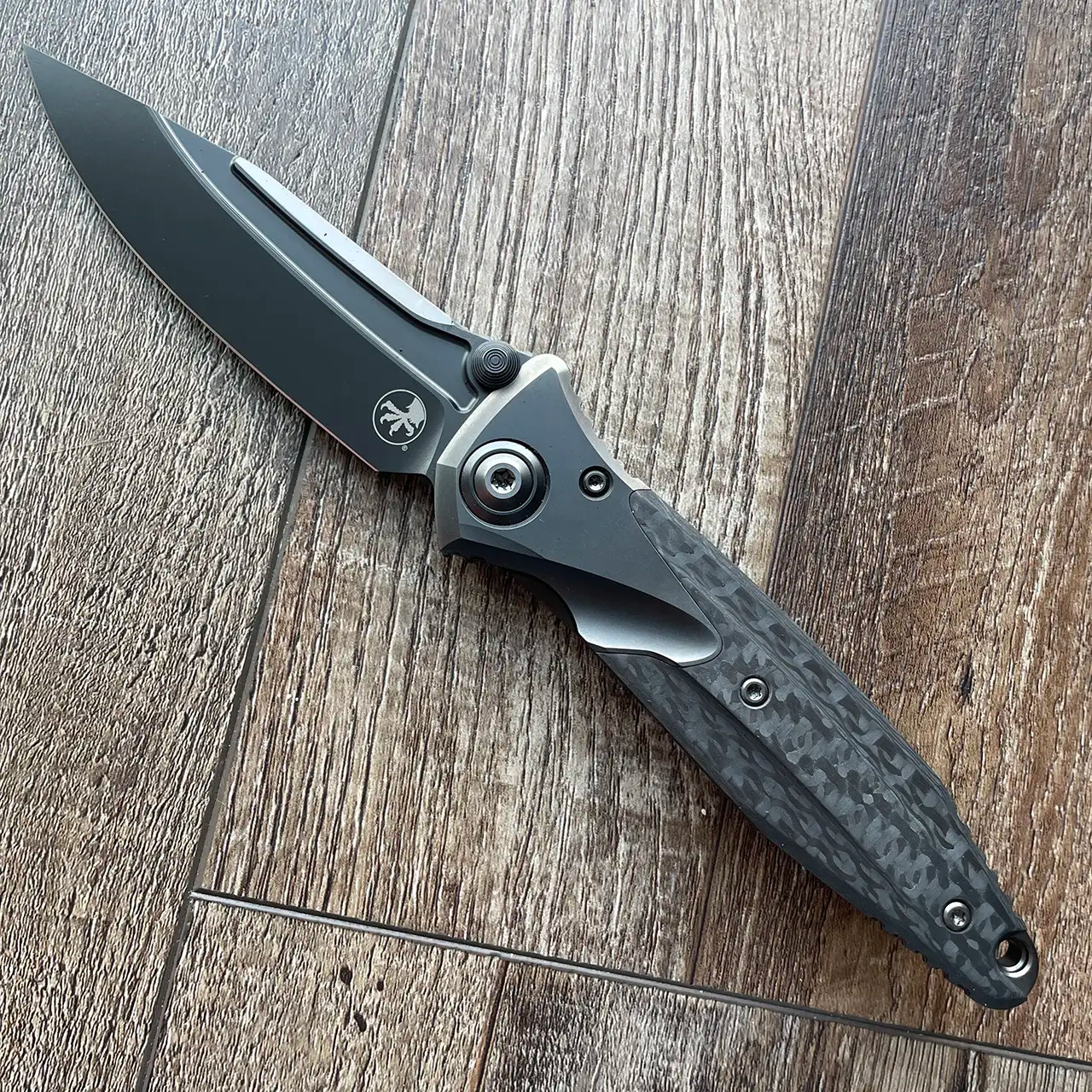 Microtech Socom Bravo S/E DLC Titanium Handle w/ Carbon Fiber Scales ...