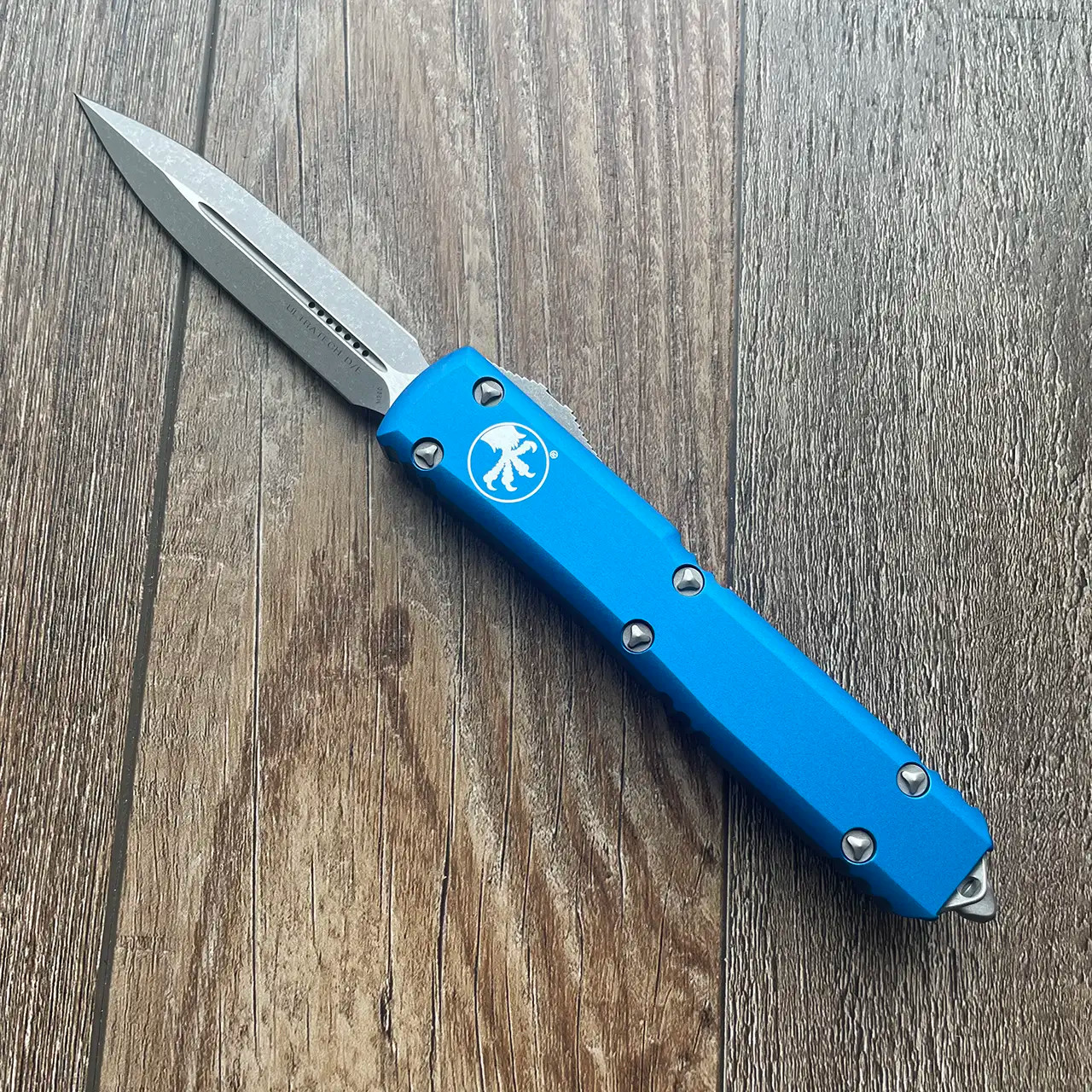 Microtech Ultratech D/E Blue Handle Apocalyptic Standard Blade 122 ...
