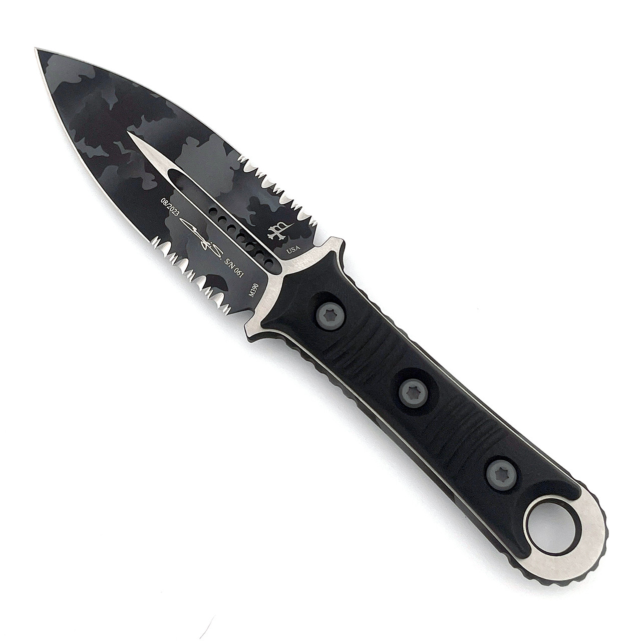 Microtech Borka SBD Dagger Fixed Blade Black Handle Urban Camo Serrated ...