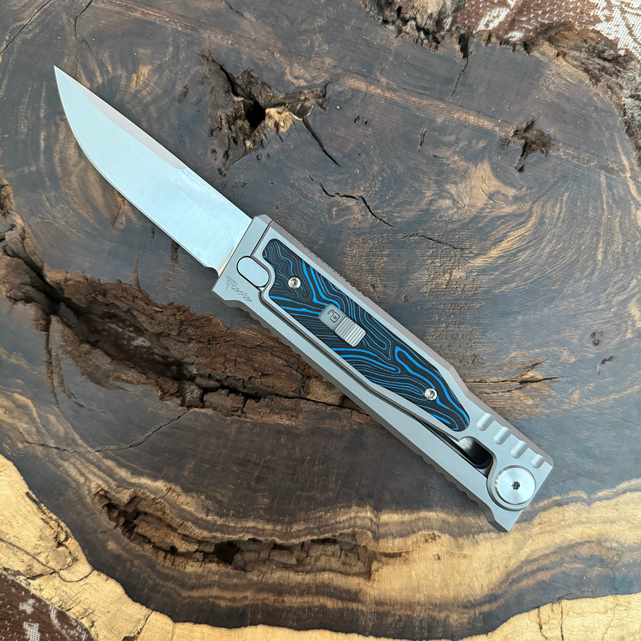 Reate EXO M S/E Gravity Knife Titanium Handle w/ Blue Black G10 ...