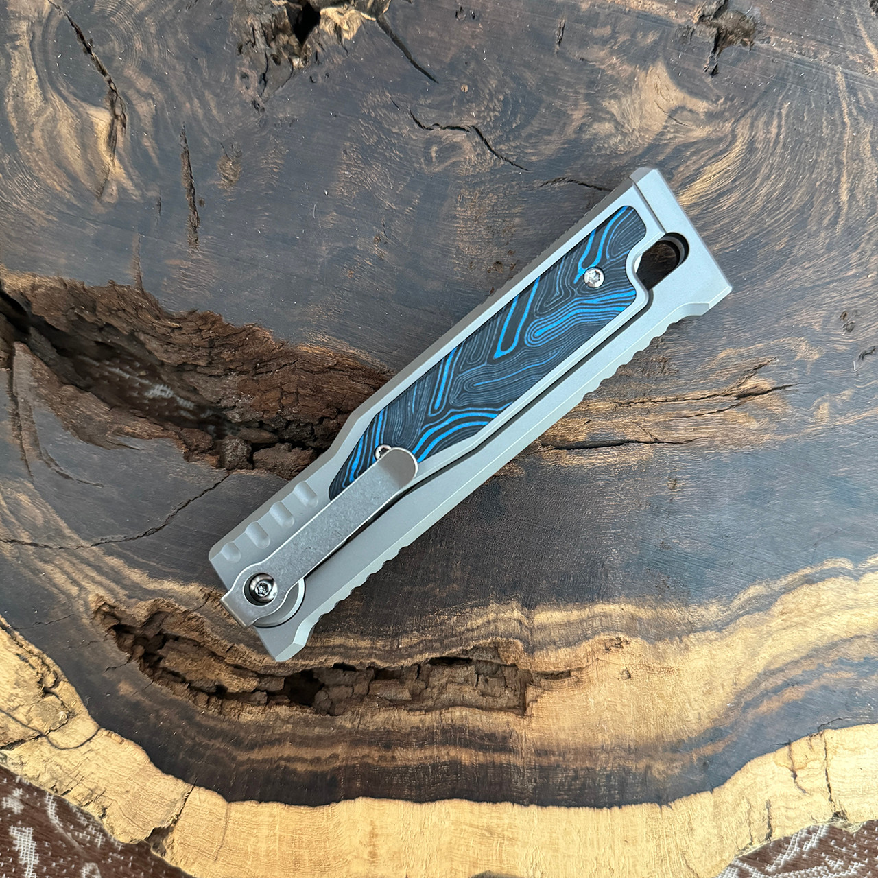 Reate EXO M S/E Gravity Knife Titanium Handle w/ Blue Black G10 ...