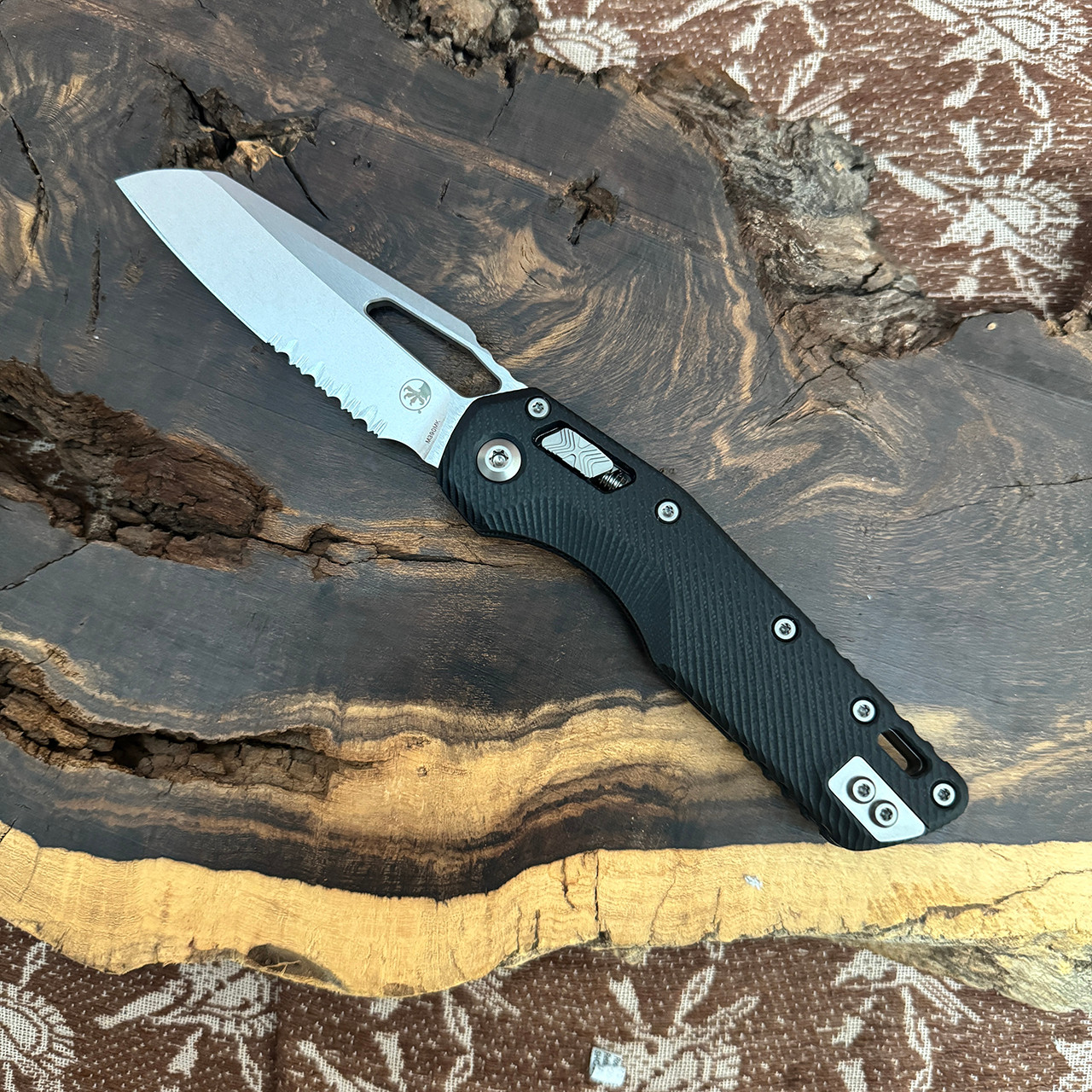 Microtech MSI RAM-LOK Fluted Black G-10 Handle Stonewash Serrated 210 ...