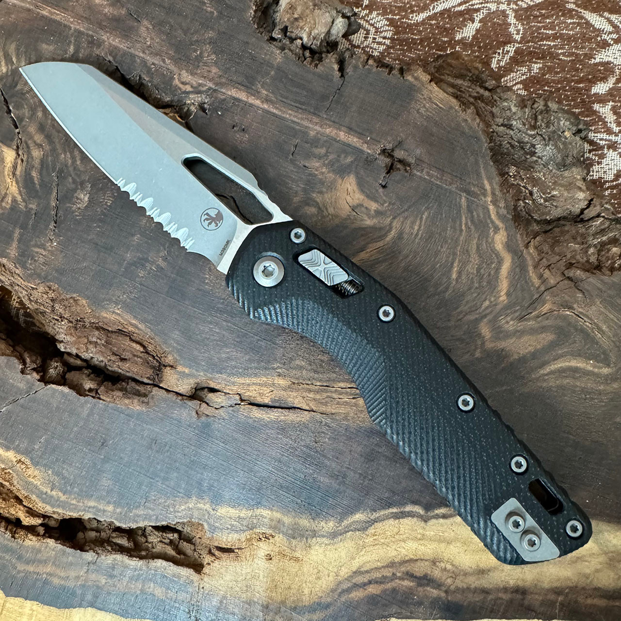 Microtech MSI RAM-LOK Fluted Black G-10 Handle Apocalyptic Serrated 210 ...