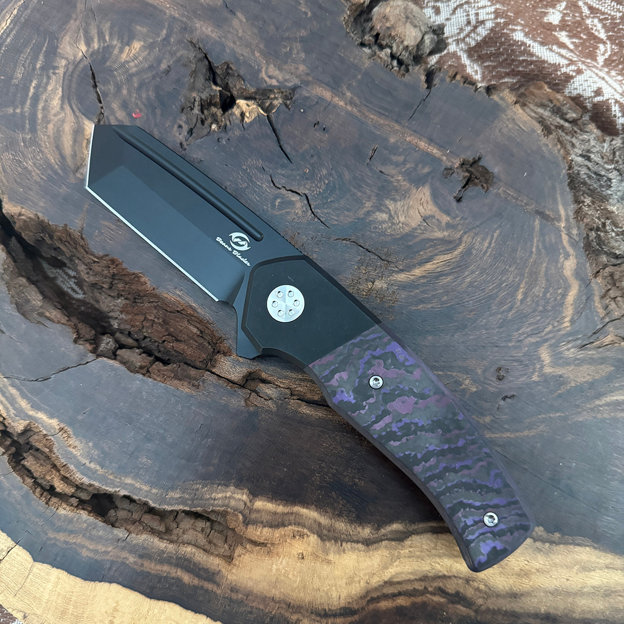Beans Blades Mini Warrior Folder T/E Black PVD Handles RK08G-Purple ...
