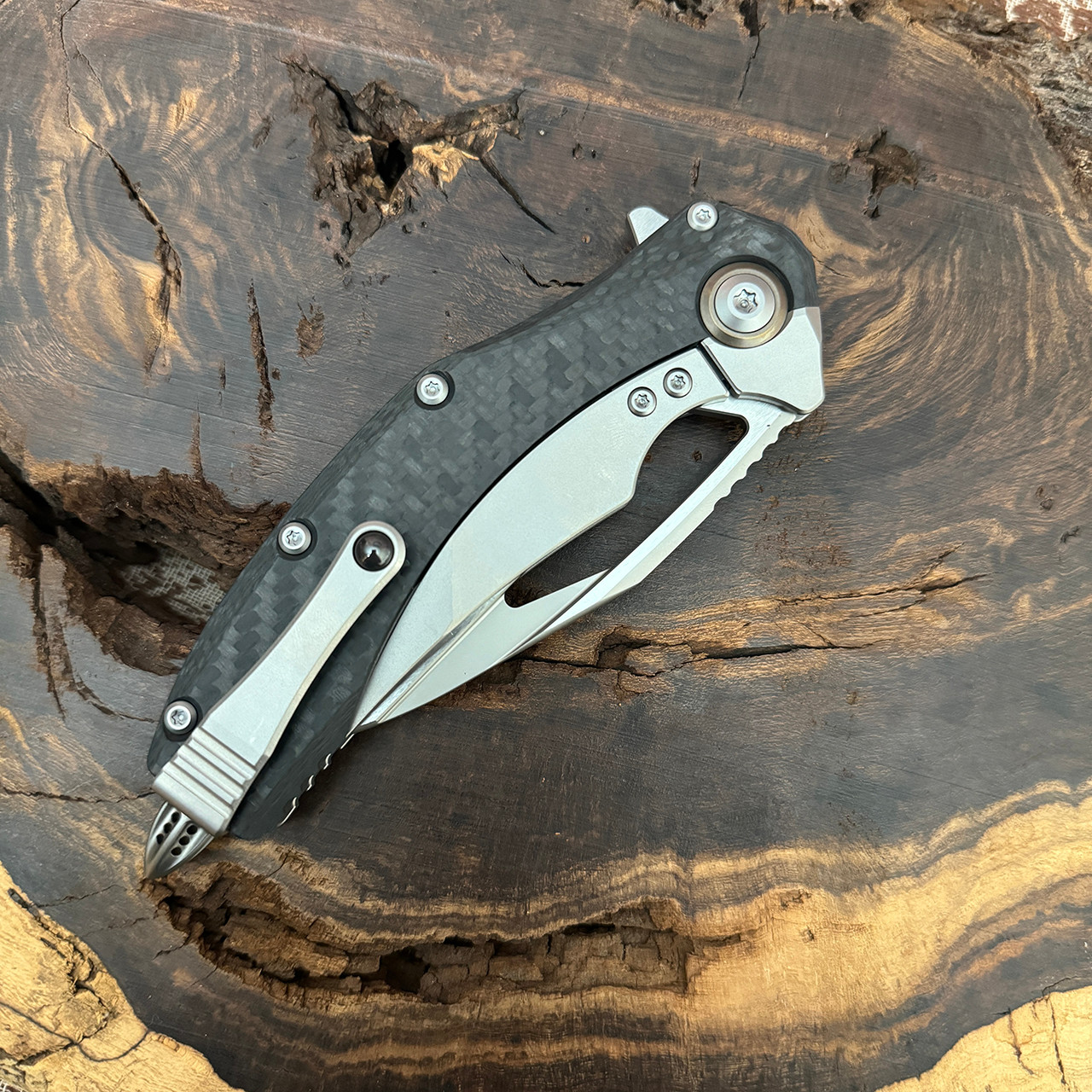 Microtech Matrix S/E Titanium Handle Carbon Fiber Scales w/ Bronze ...