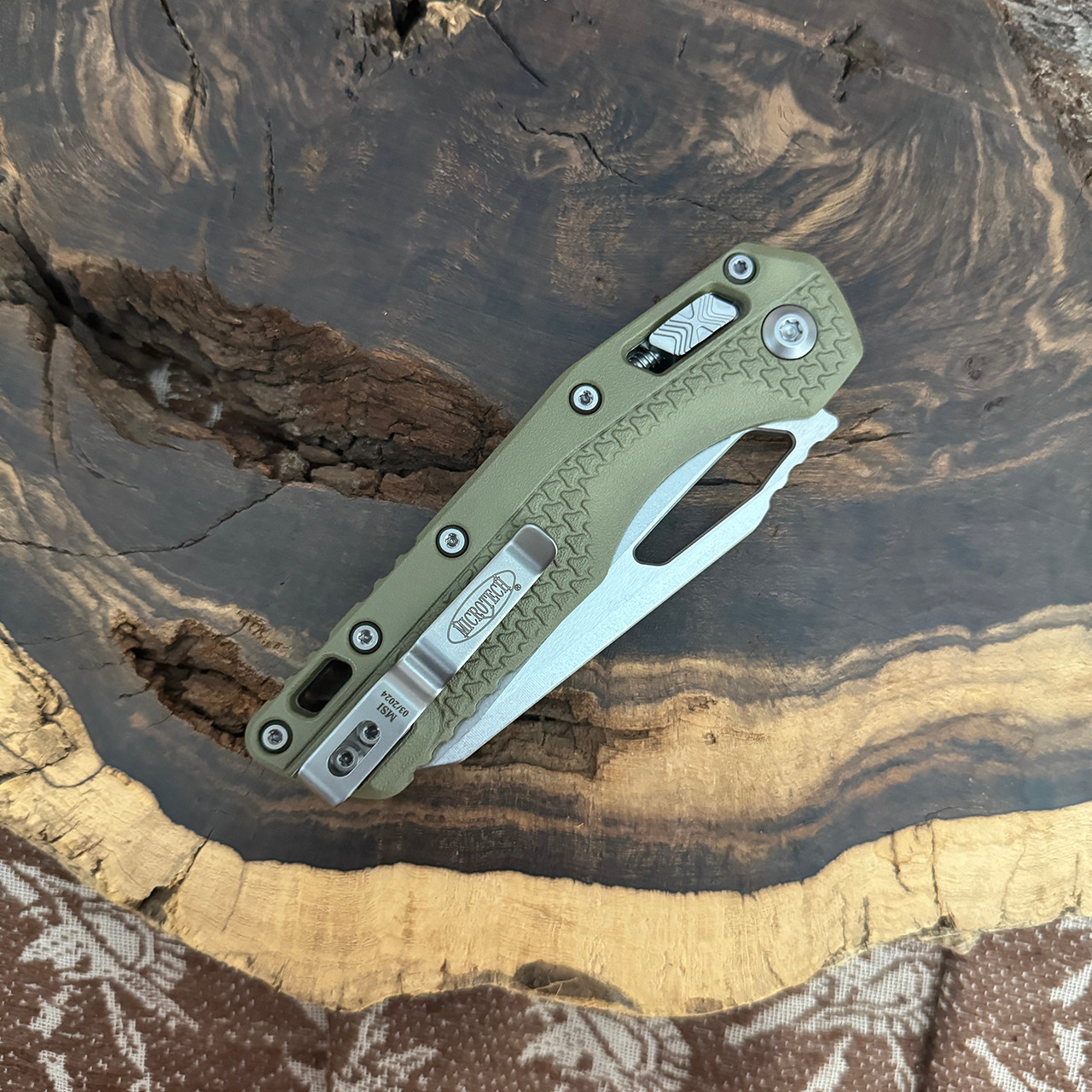 Microtech Msi Ram Lok Se Od Green Tri Grip Polymer Stonewash Serrated