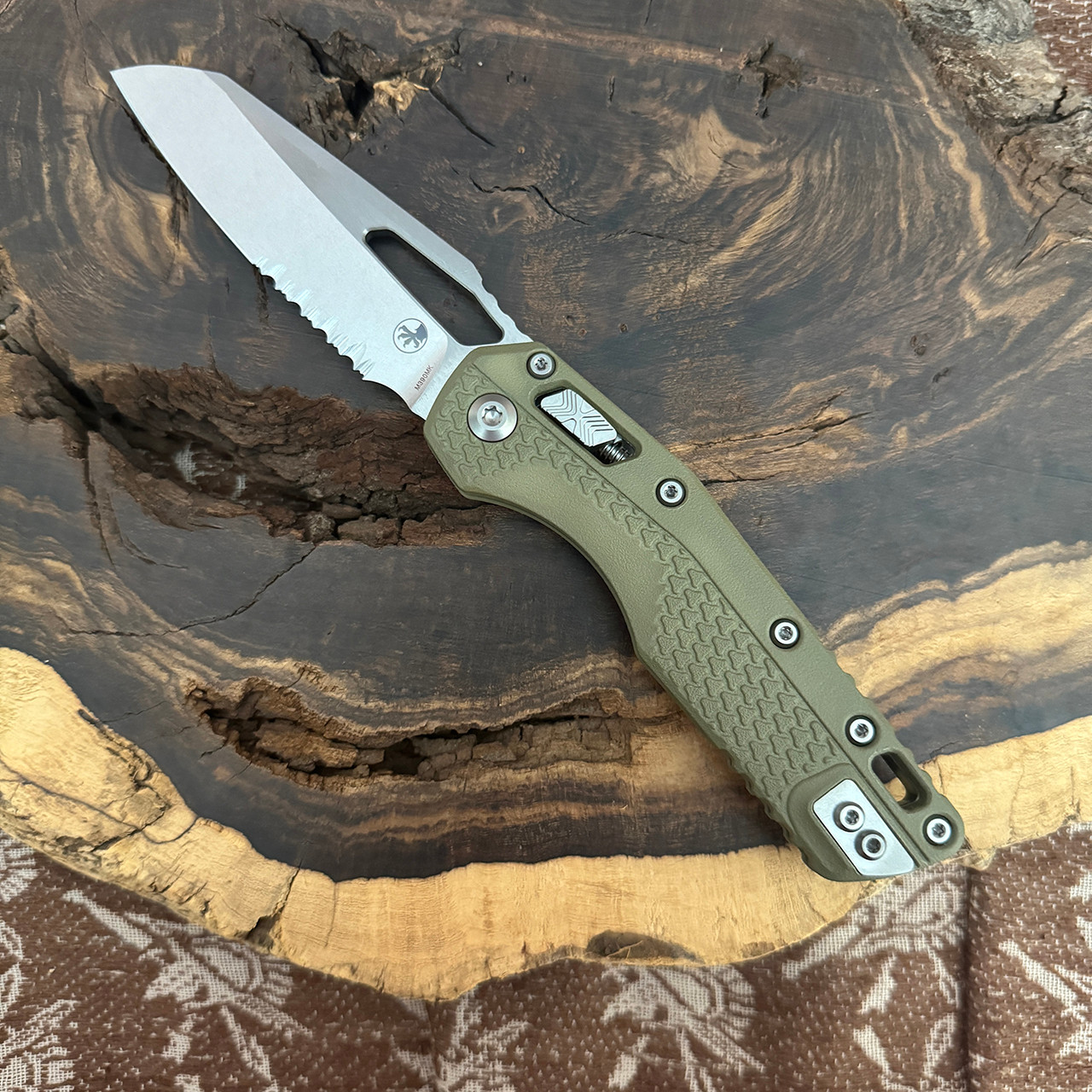 Microtech Msi Ram Lok Se Od Green Tri Grip Polymer Stonewash Serrated