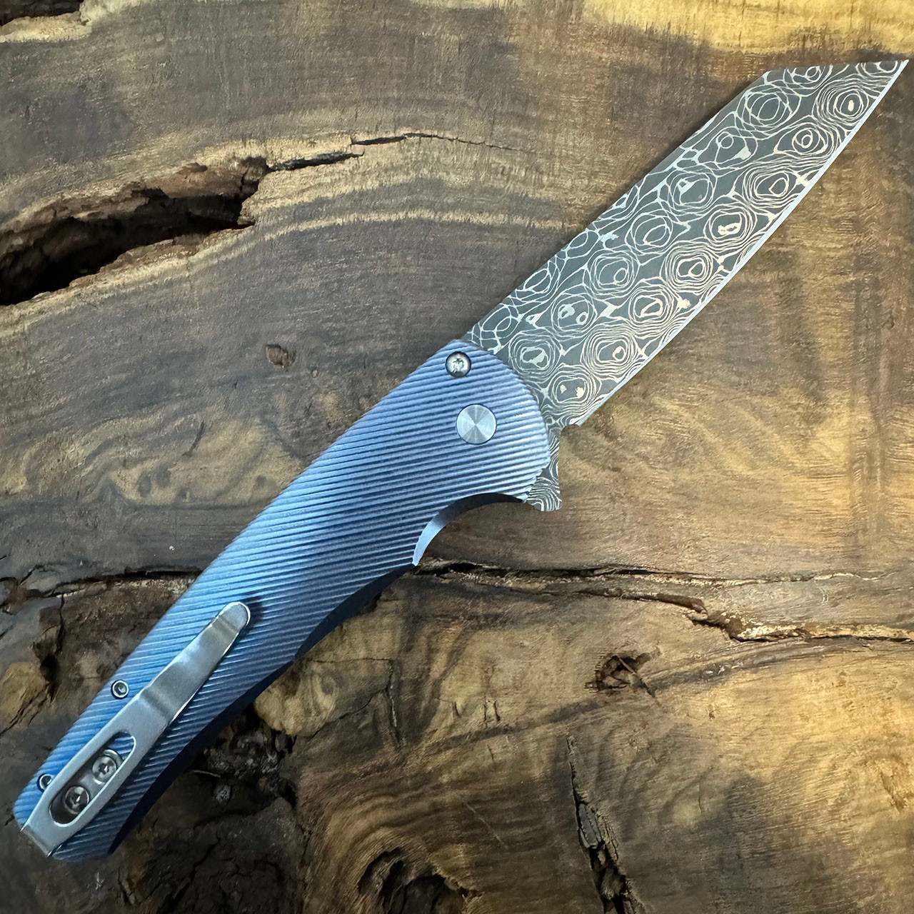 Pro-Tech Malibu Custom Button Lock Flipper Reverse Tanto 3D Machined Blue Titanium Handle Vegas ...